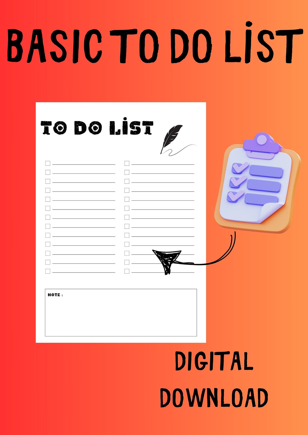 To Do List, Basic to Do List, Digital to Do List - Etsy