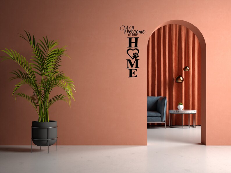 Welcome Home Sticker Black Vinyl Animals Wall Art. Animal / Paw / Vinyl ...