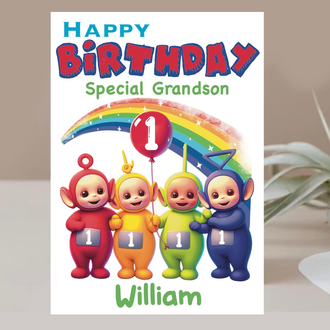 Lovely Teletubbies Grandson Birthday Card Teletubbies Name Age Boys ...