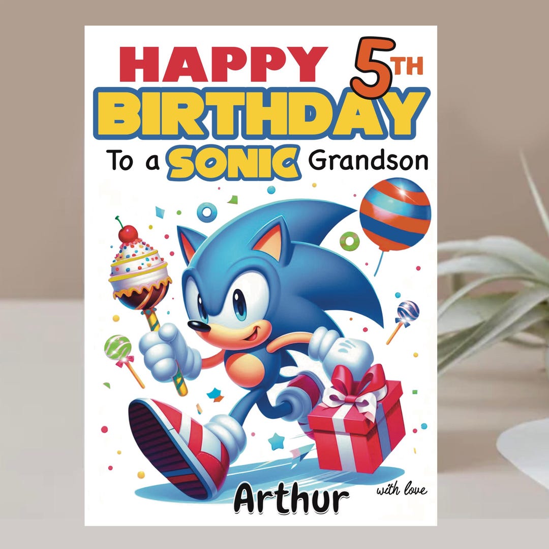 Sonic the Hedgehog Son Birthday Card, Sonic Name Card, Birthday Card ...