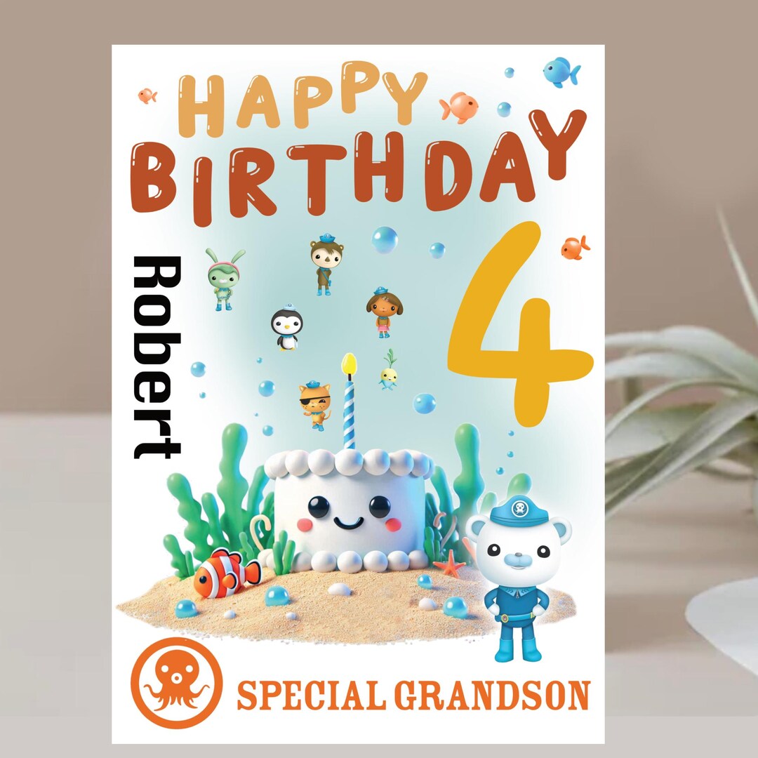 Octonauts Grandson Birthday Card, Octonauts Name Card, Son Birthday ...