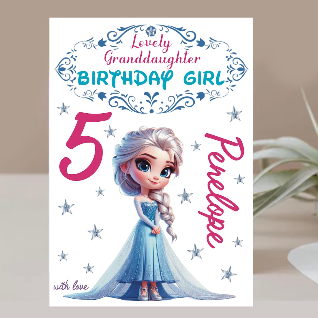 Beautiful Princess Elsa Granddaughter Birthday Card Lovely Girls ...