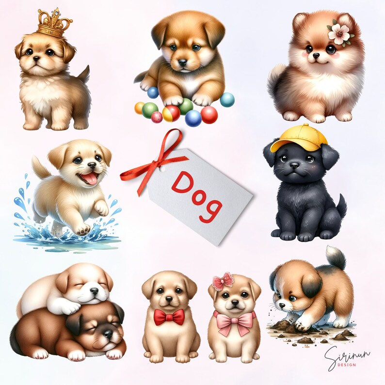 Dog, Cute Puppy PNG, Puppies PNG, Sublimation, Watercolor Clipart ...