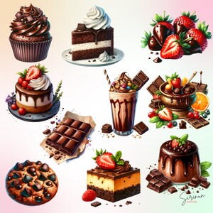 Chocolate, Dessert PNG, Sweets, Cake, Sublimation, Watercolor Clipart ...
