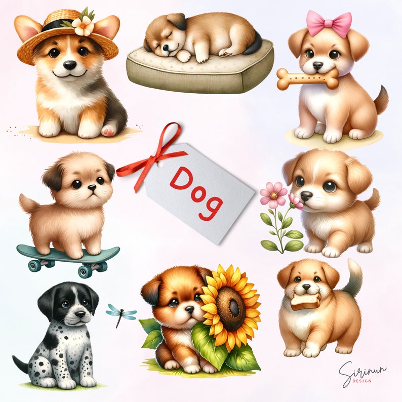 Dog, Cute Puppy PNG, Puppies PNG, Sublimation, Watercolor Clipart ...