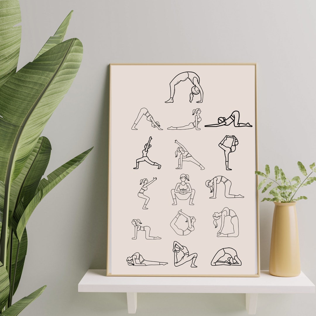 Yoga Poster,asanas yoga Poses Your Body Wishes to Practice, Yoga Print ...