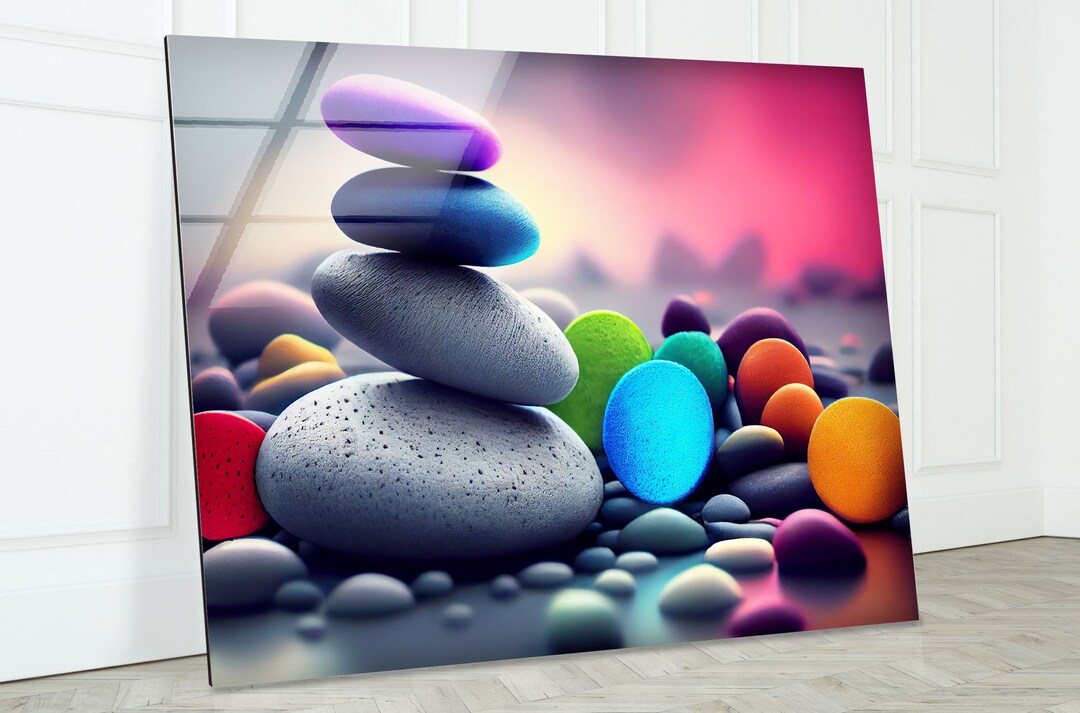 Zen Stones Tempered Glass Wall Art: Abstract Beach Decor - Etsy