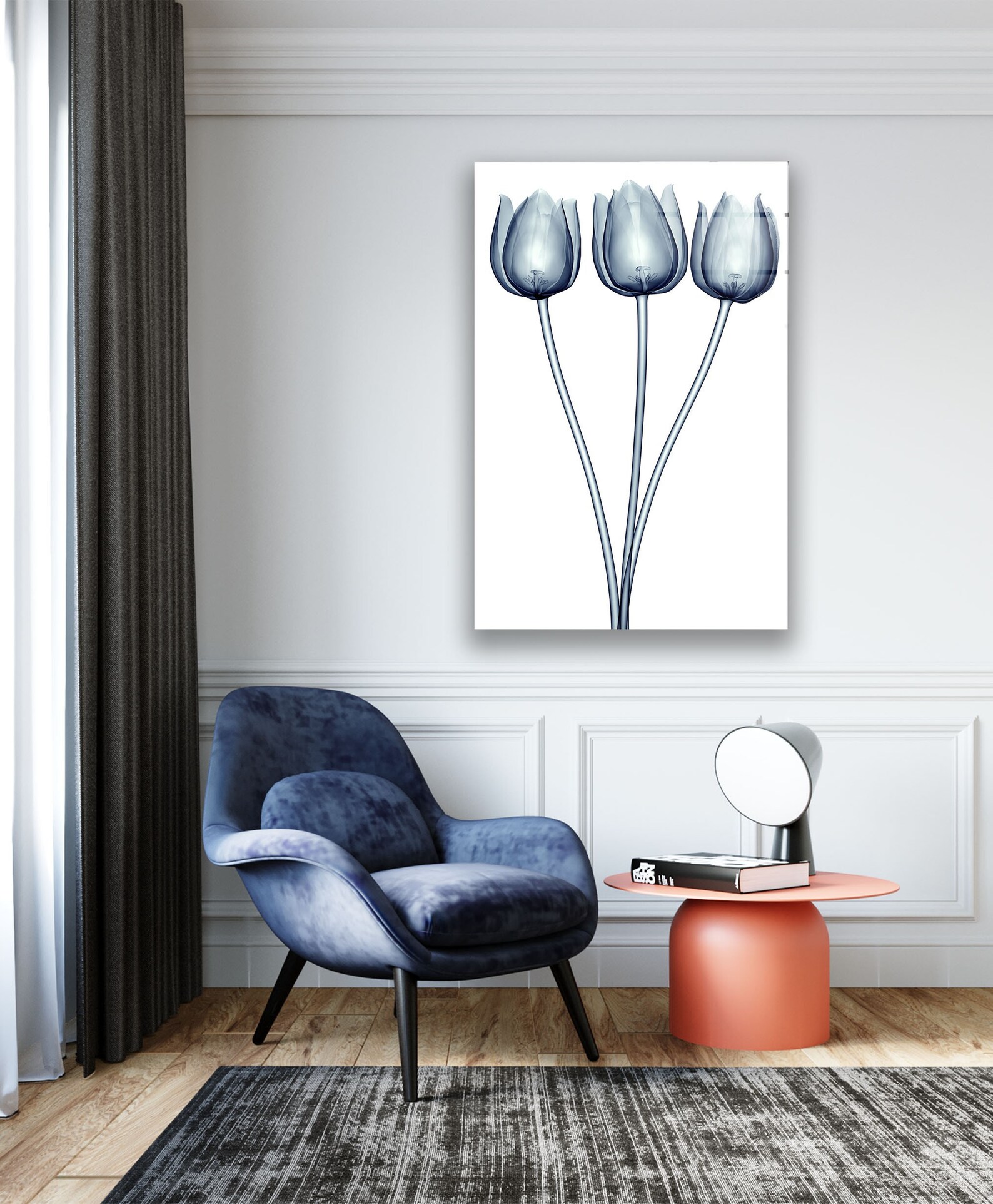 X-ray Tulip Print: Large Tempered Glass Wall Art - Etsy