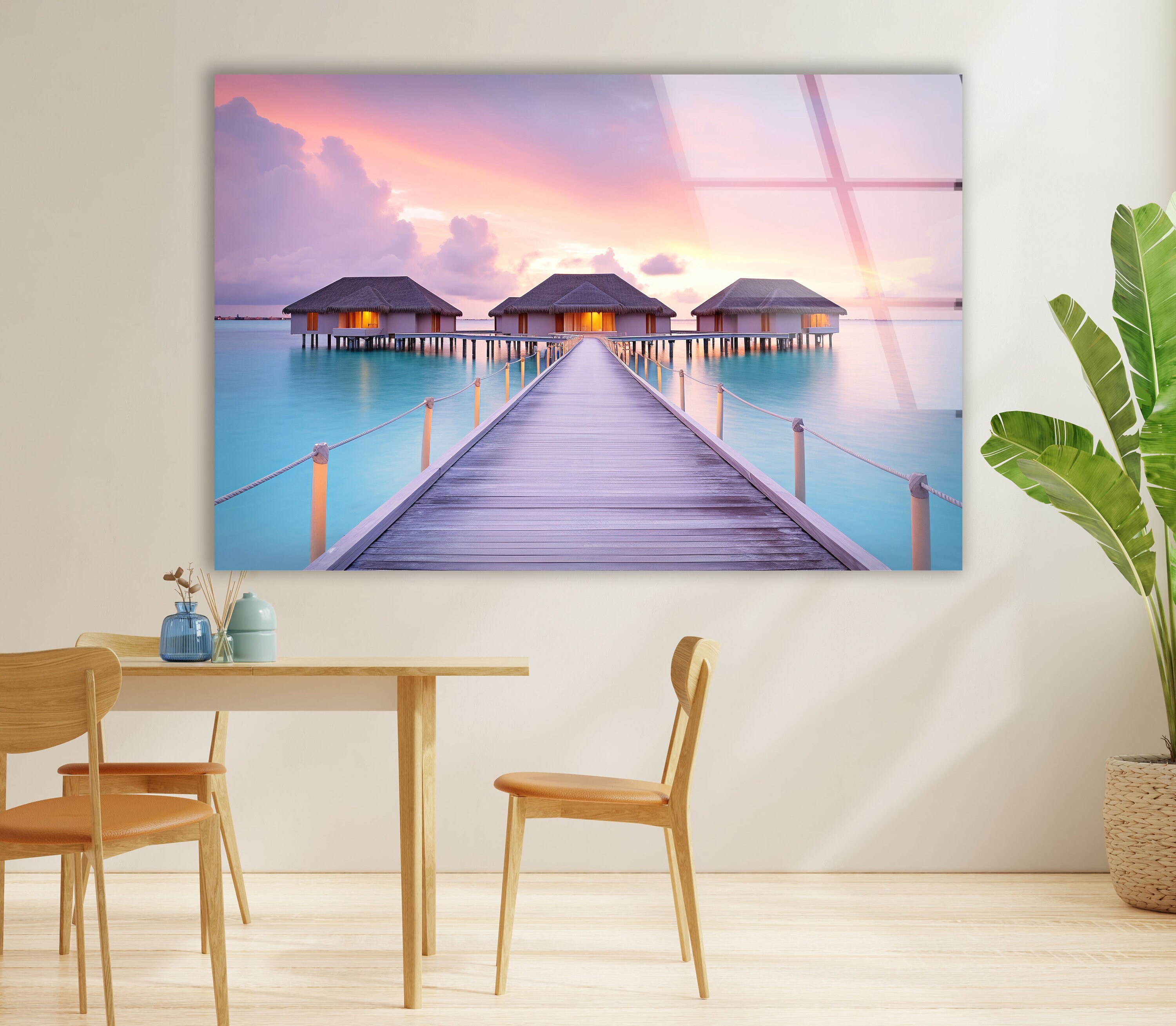 Maldives Tropical Tempered Glass Wall Art: Island Sea View - Etsy
