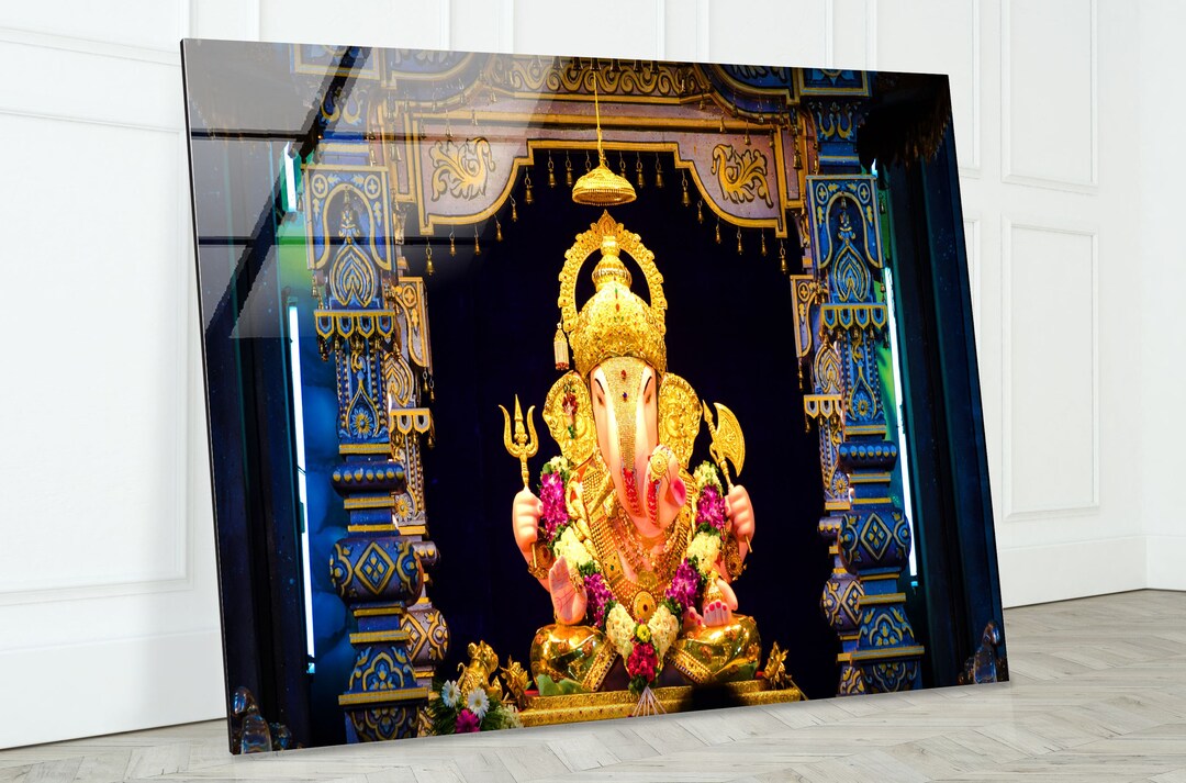 Ganesh Tempered Glass Wall Art: Hindu God Ganesha, Spiritual Decor - Etsy