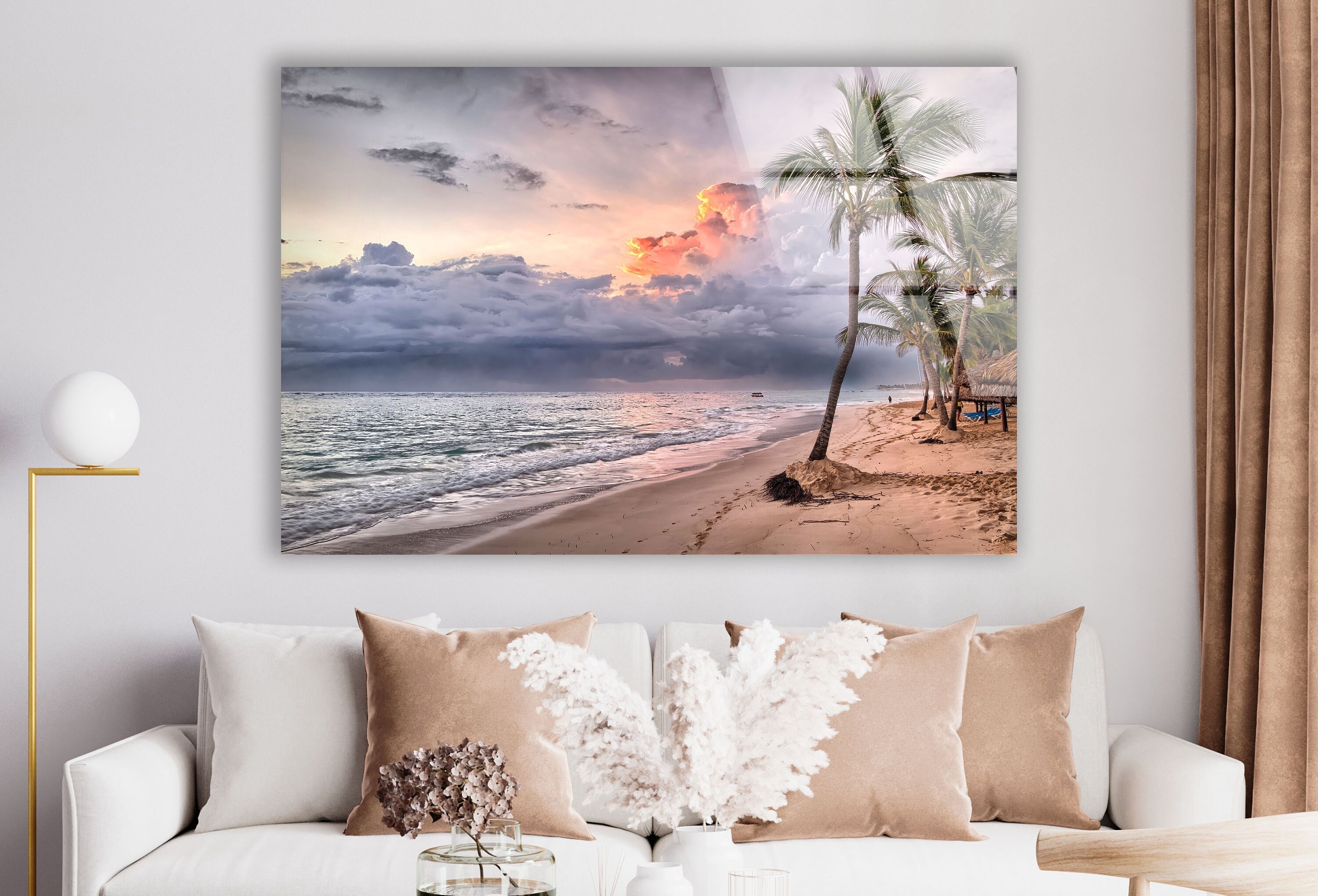 Palm Tree Ocean Beach Sea View Wall Art Gifts for Her-tempered Glass ...