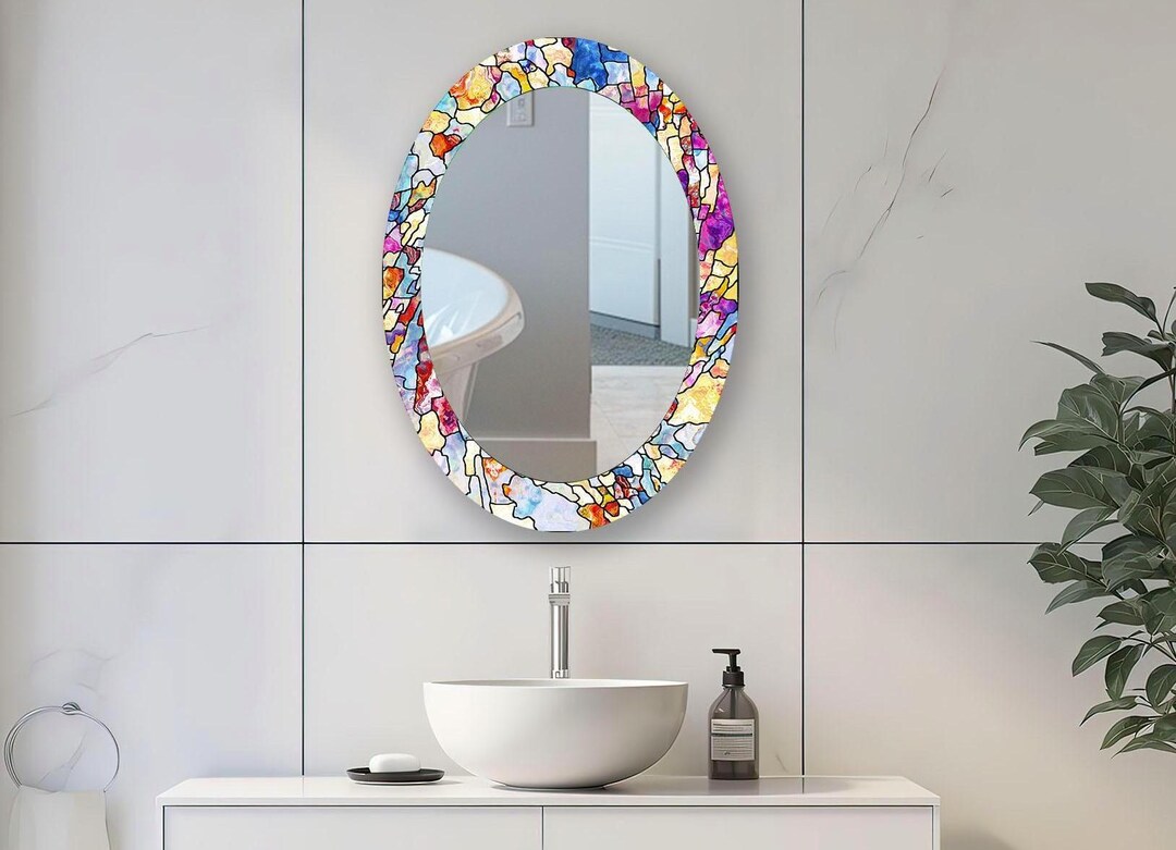 Stained Oval Wall Mirror for Bathroom Mirror Wall Decor for Bedroom ...