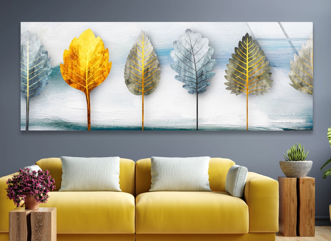 Nature Leaf Panoramic Glass Wall Art for Home Decor-large Tempered ...