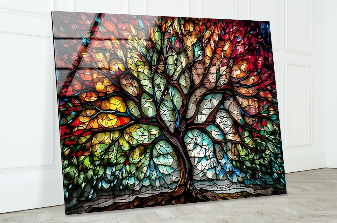 Tree Wall Art - Stained Glass Art Tree of Life - Termpered Glass Wall ...