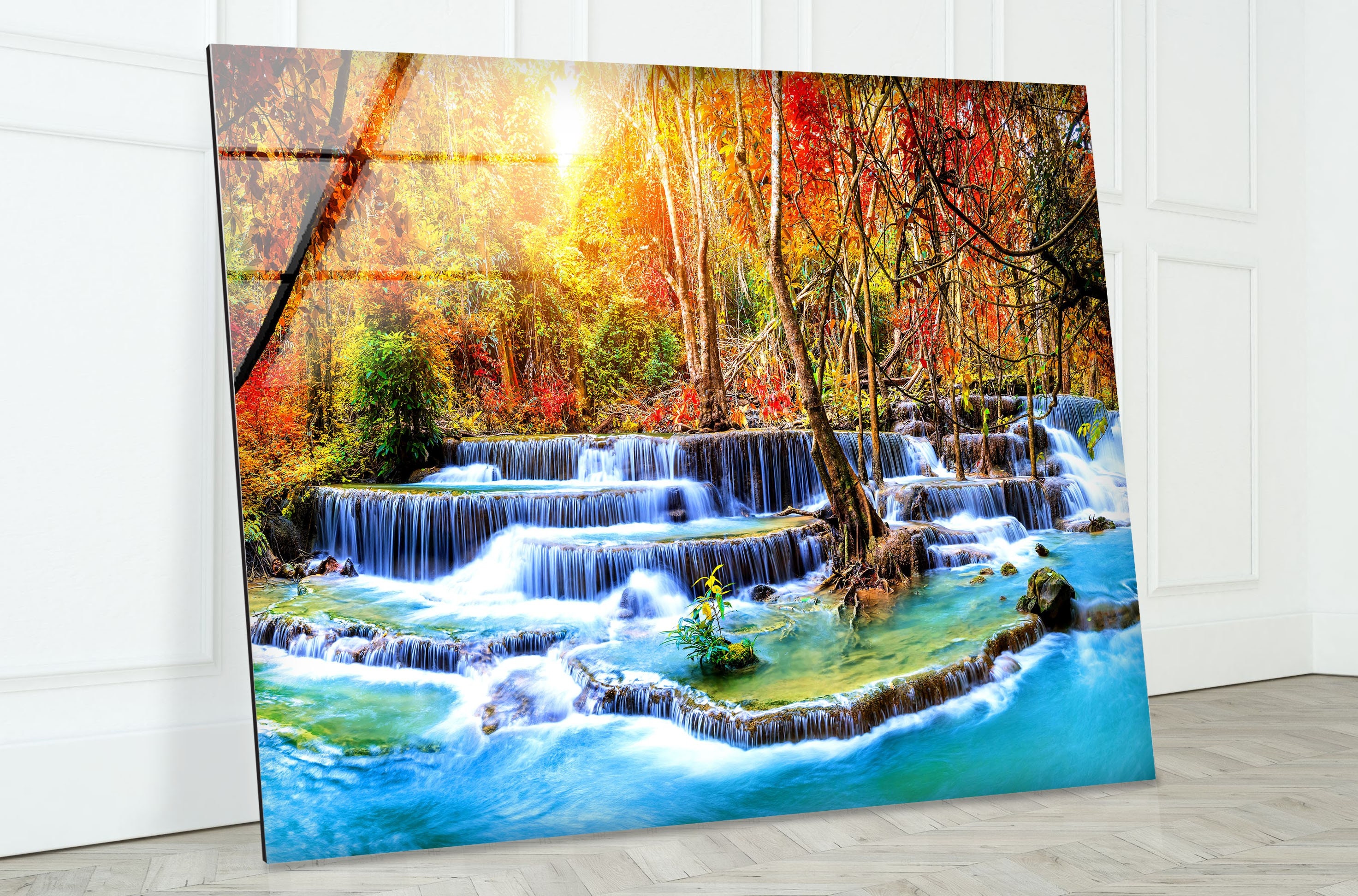 Waterfall View Wall Art-nature Landscape Wall Art-tempered Glass Wall ...