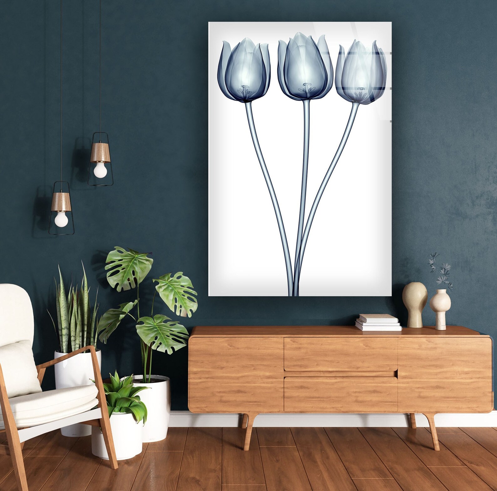 X-ray Tulip Print: Large Tempered Glass Wall Art - Etsy
