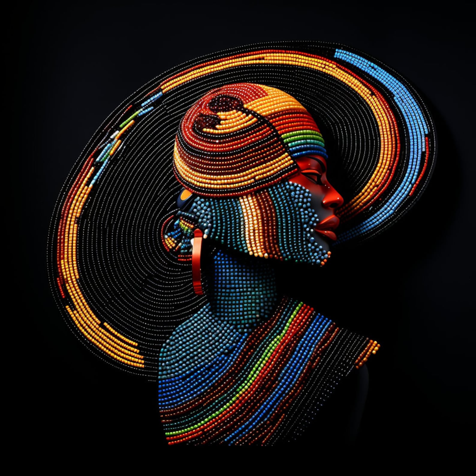 African Beaded Wall Art Digital Print Ethnic Decor Ndebele Inspired Art ...