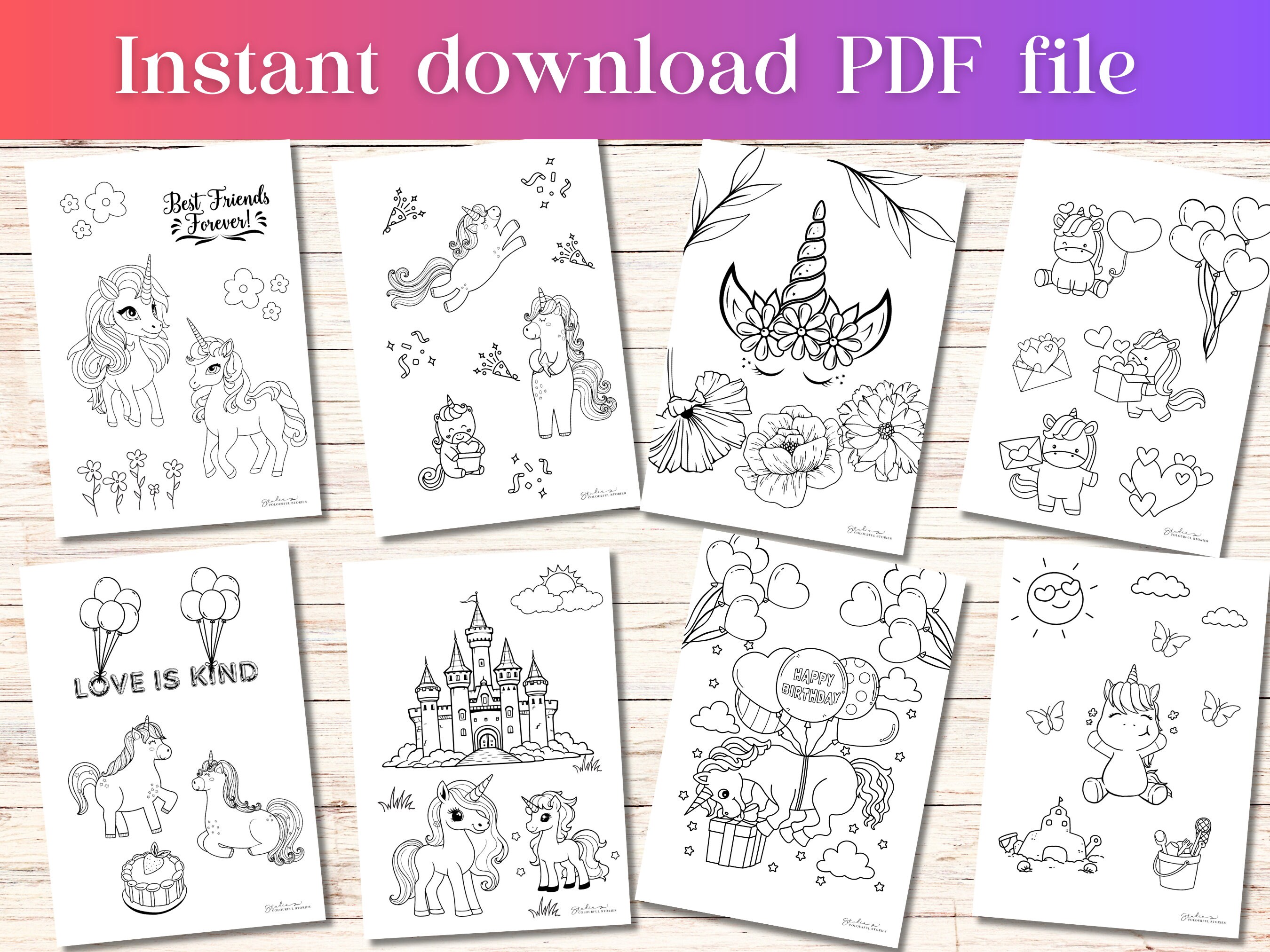 Unicorn Colouring Pages - 20 Colouring Pages - Printable Coloring Pages ...