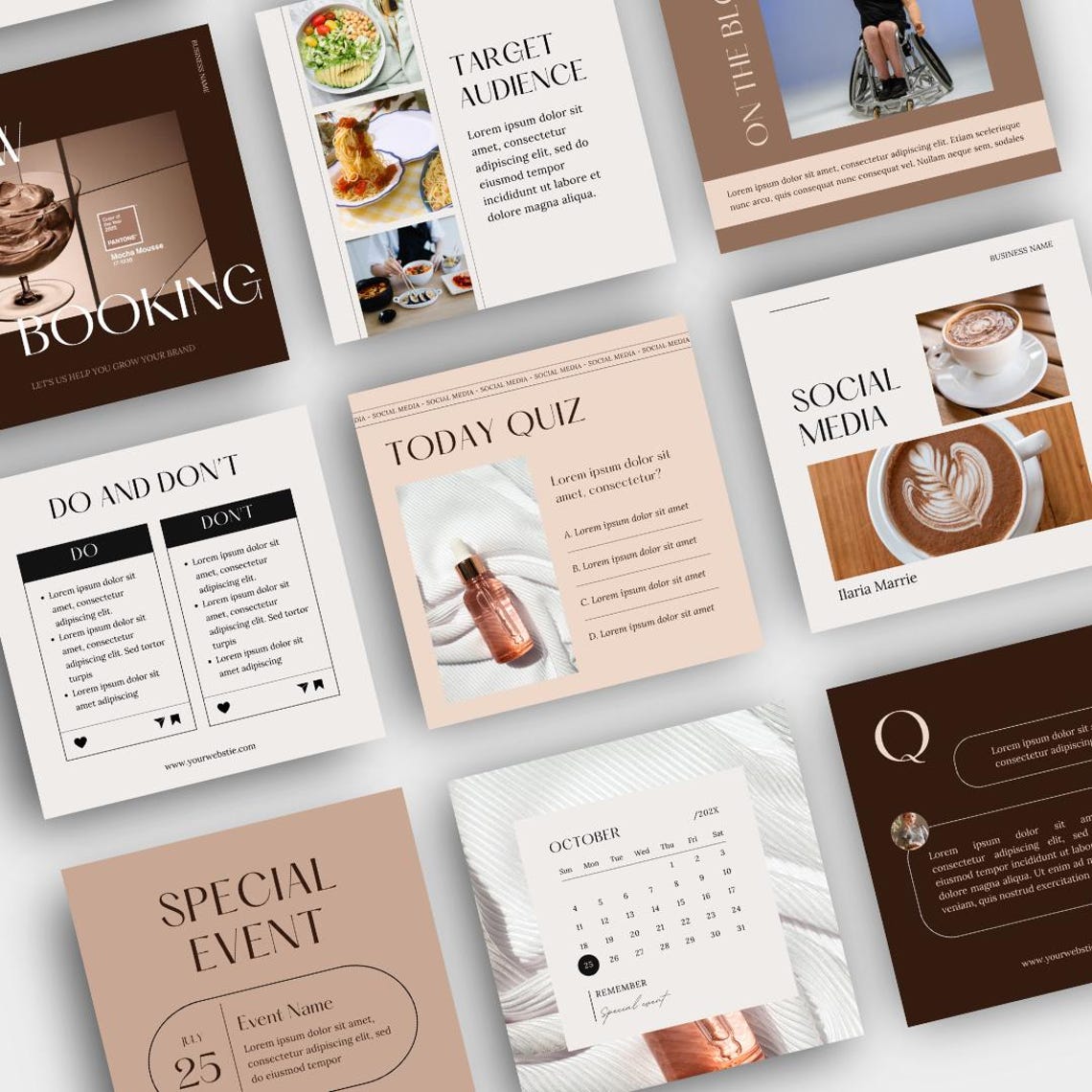 50 Mocha Mousse Edition Instagram Feed Posts Canva Editable Square - Etsy