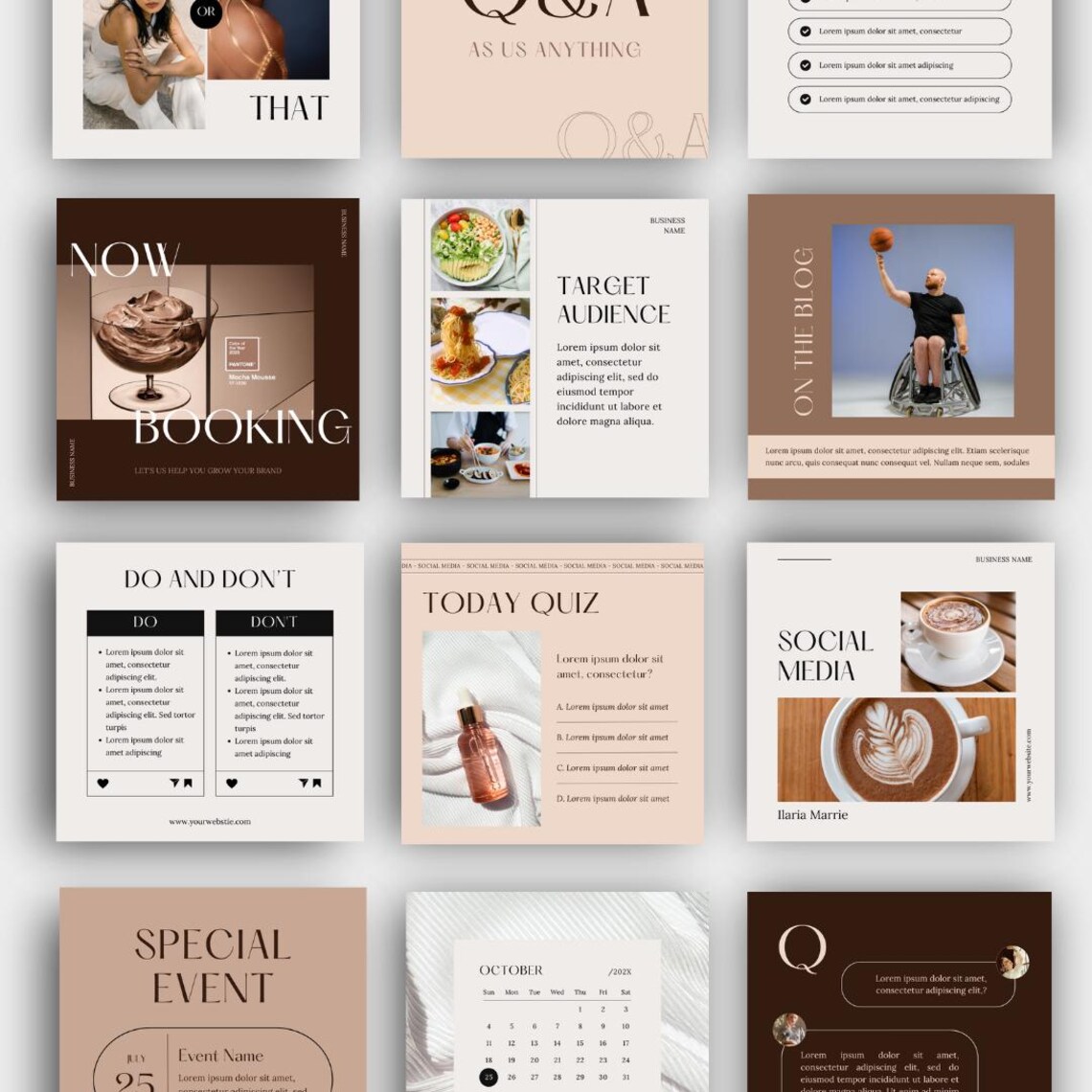 50 Mocha Mousse Edition Instagram Feed Posts Canva Editable Square - Etsy
