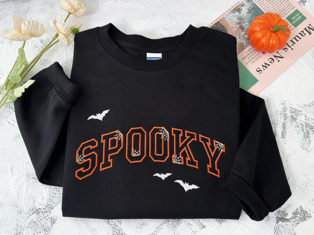 Spooky Embroidered Halloween Sweatshirt | Spooky Season Fun Fall ...