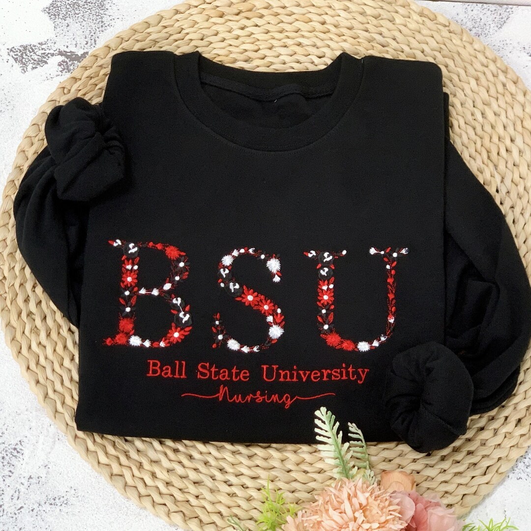 BSU University Floral Letter Embroidered Sweatshirt, Sorority ...