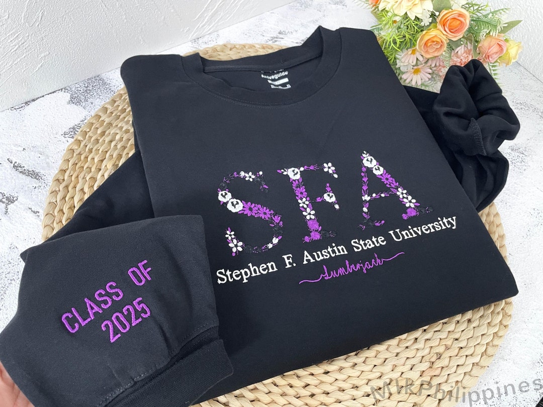 SFA College Floral Letter Embroidered Sweatshirt, Universty Sorority ...