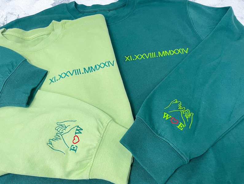 Custom Embroidered Roman Numeral Sweatshirt Hoodie With Pinky Promise ...