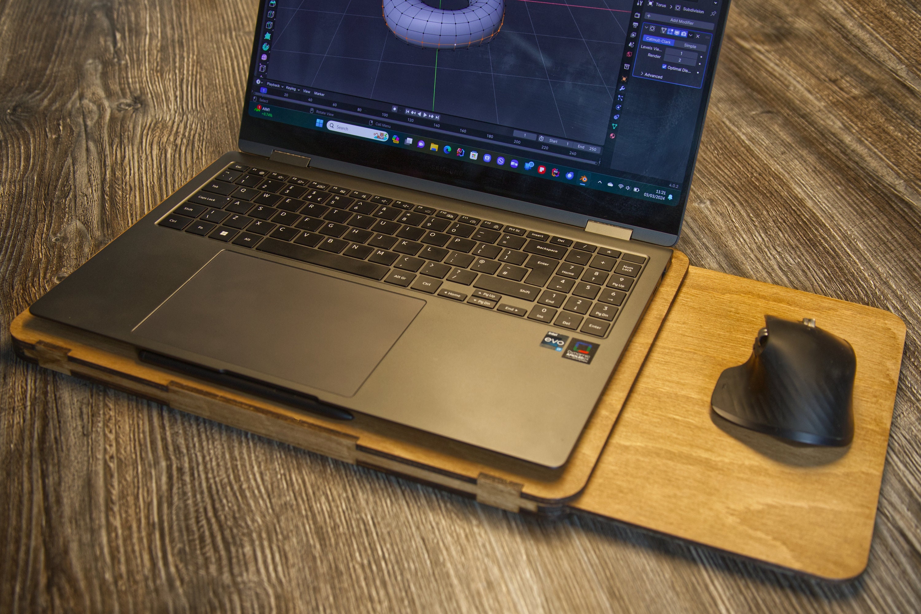 Wooden Laptop Stand With Sliding Mouse Tray: Portable Bed Desk - Etsy