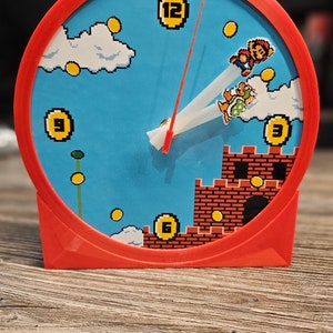 Mario Retro Game Themed Round Clock Glowing Desk or Wall Clock With ...