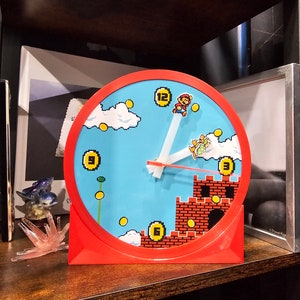 Mario Retro Game Themed Round Clock Glowing Desk or Wall Clock With ...