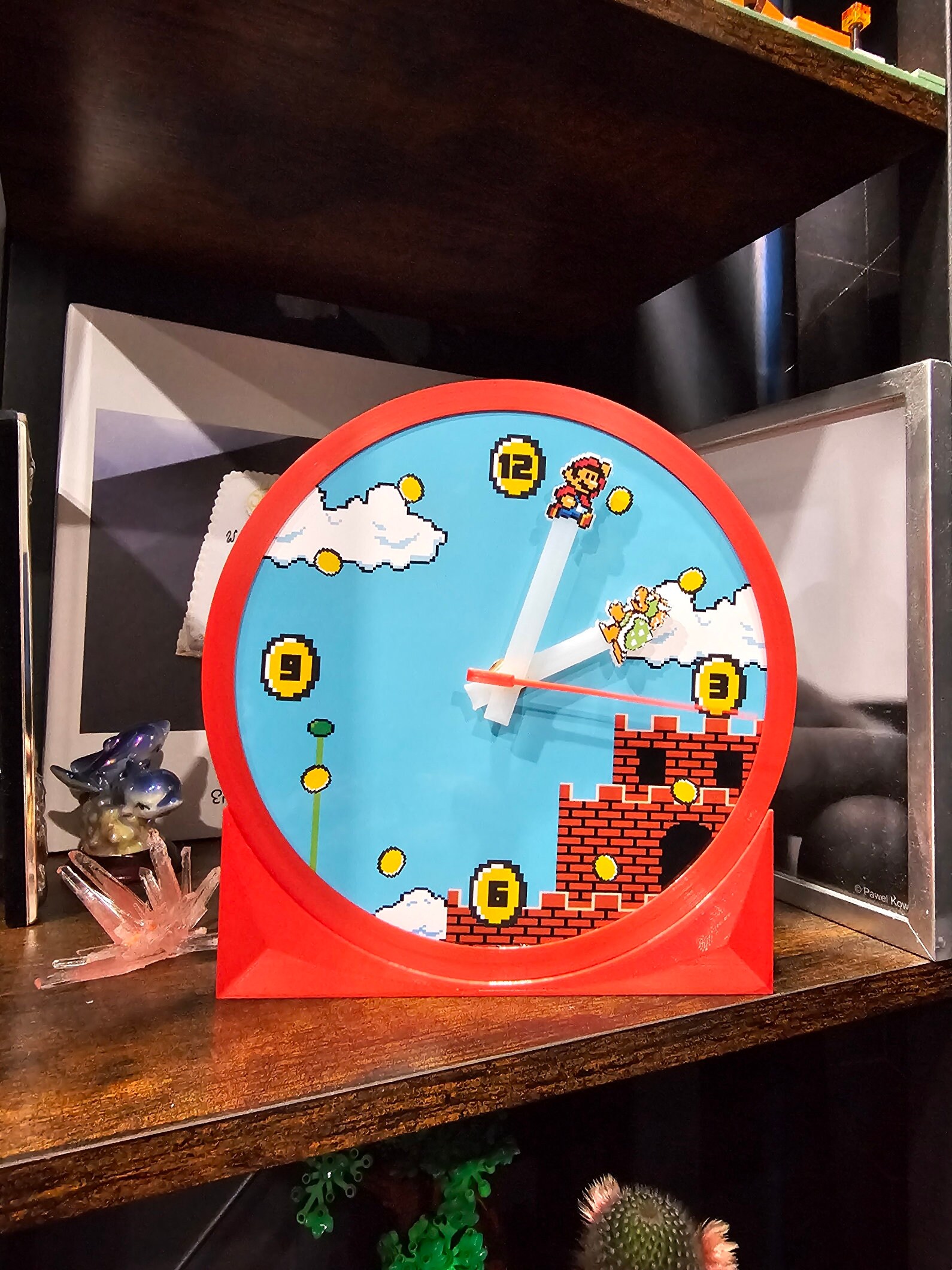 Mario Retro Game Themed Round Clock Glowing Desk or Wall Clock With ...