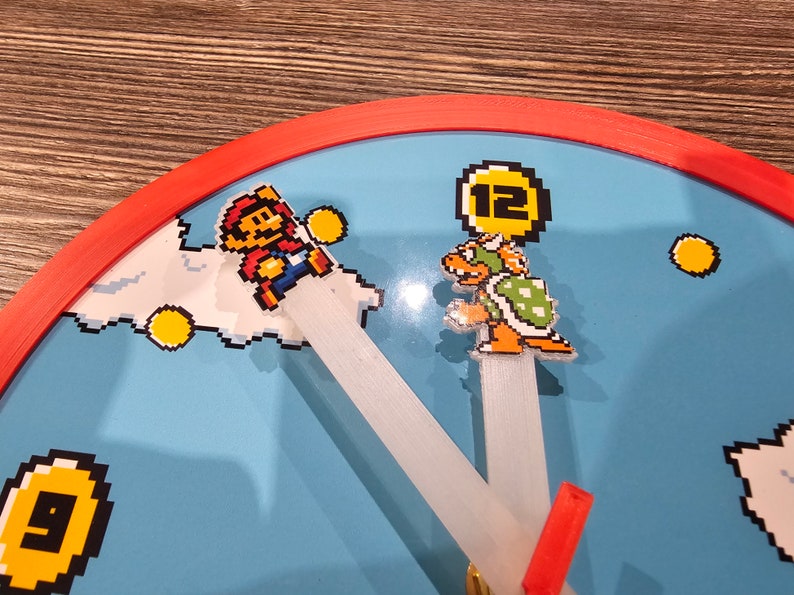 Mario Retro Game Themed Round Clock Glowing Desk or Wall Clock With ...