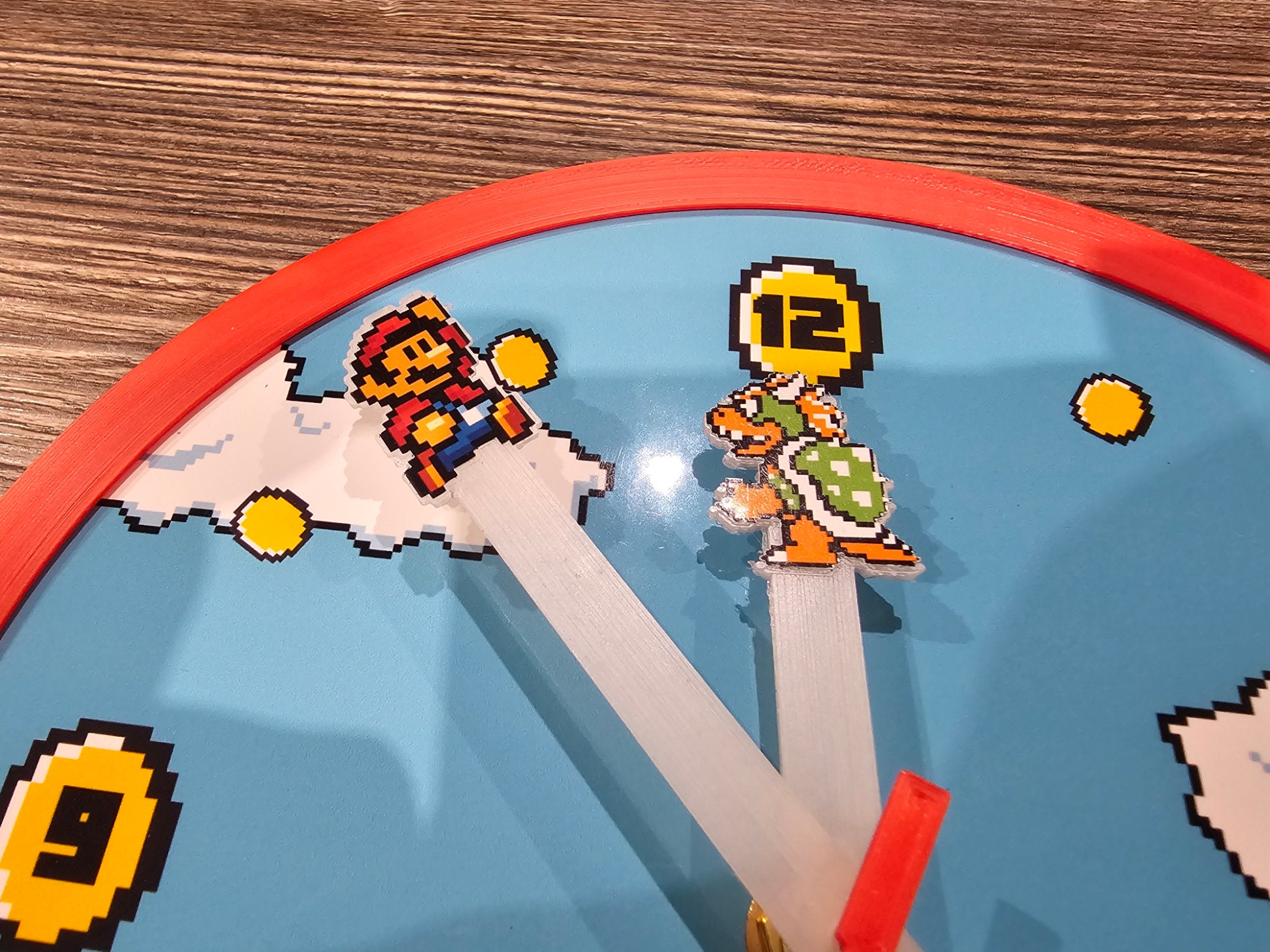 Mario Retro Game Themed Round Clock Glowing Desk or Wall Clock With ...