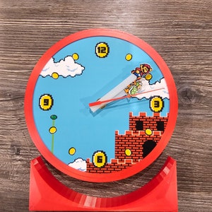 Mario Retro Game Themed Round Clock Glowing Desk or Wall Clock With ...