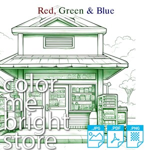 Coloring Page L Printable Shops Coloring Instant Download Grayscale ...