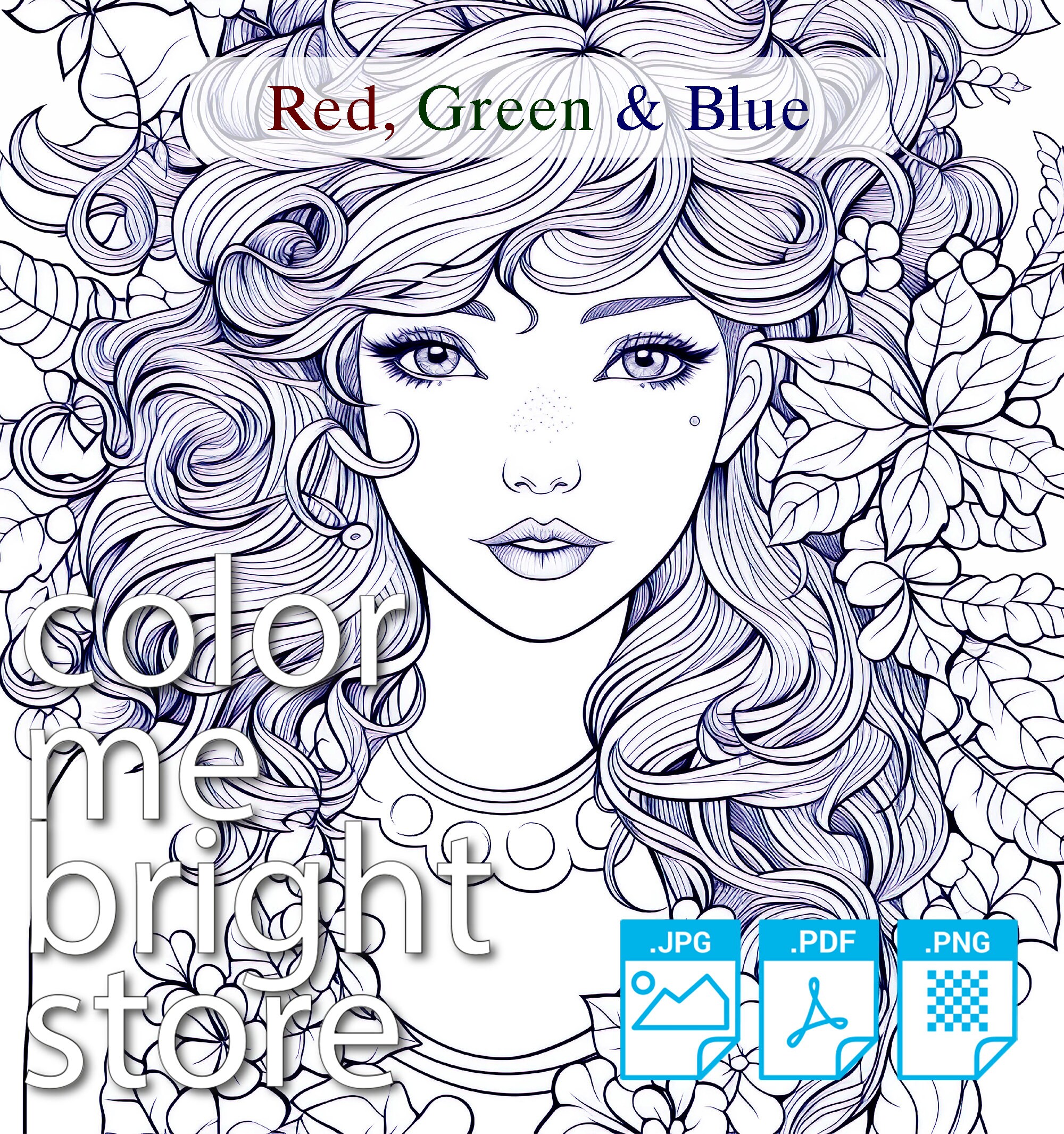 Premium Coloring Page Printable Adult Women Coloring Pages Book Instant ...