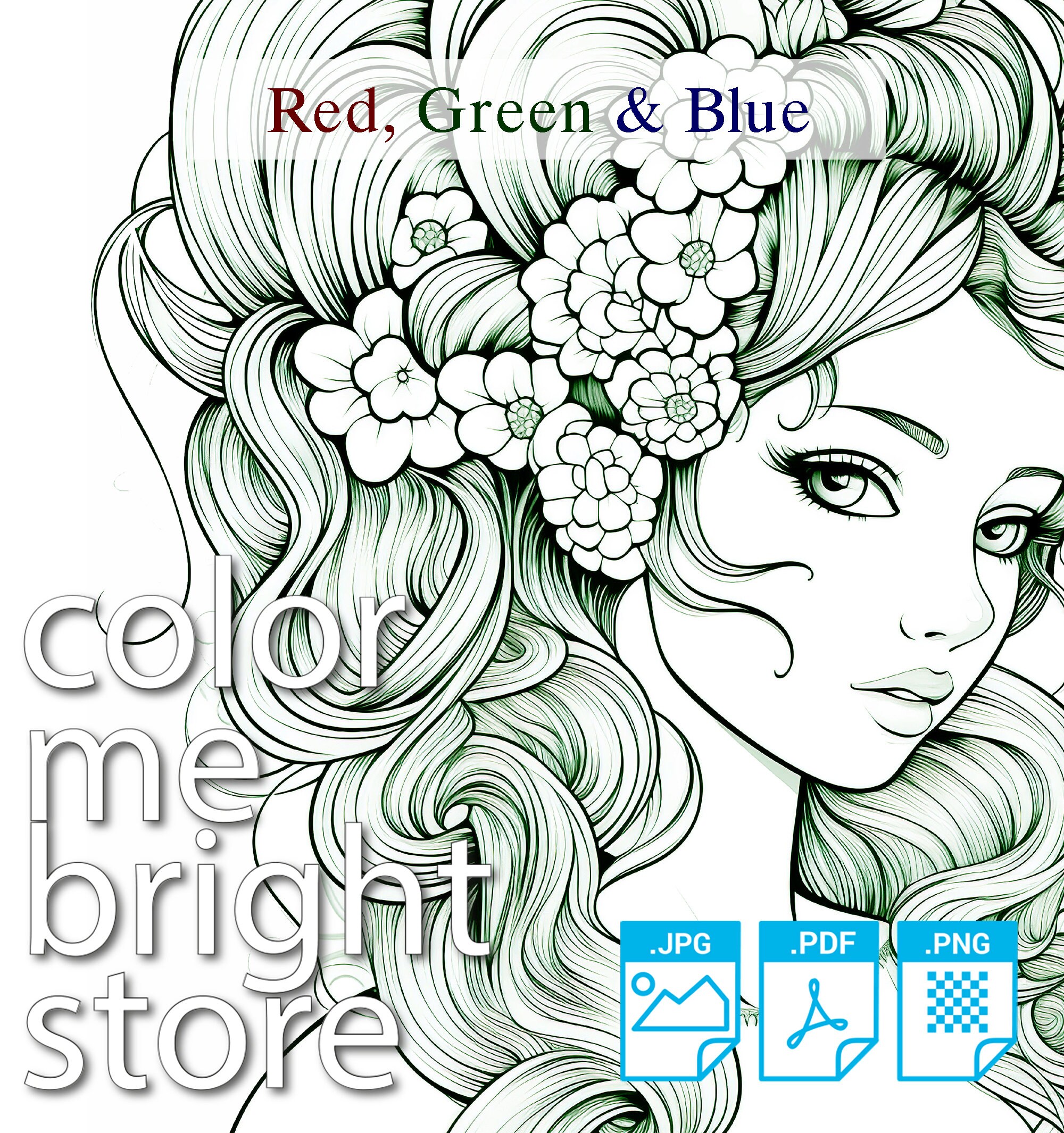 Premium Coloring Page Printable Adult Women Coloring Pages Book Instant ...