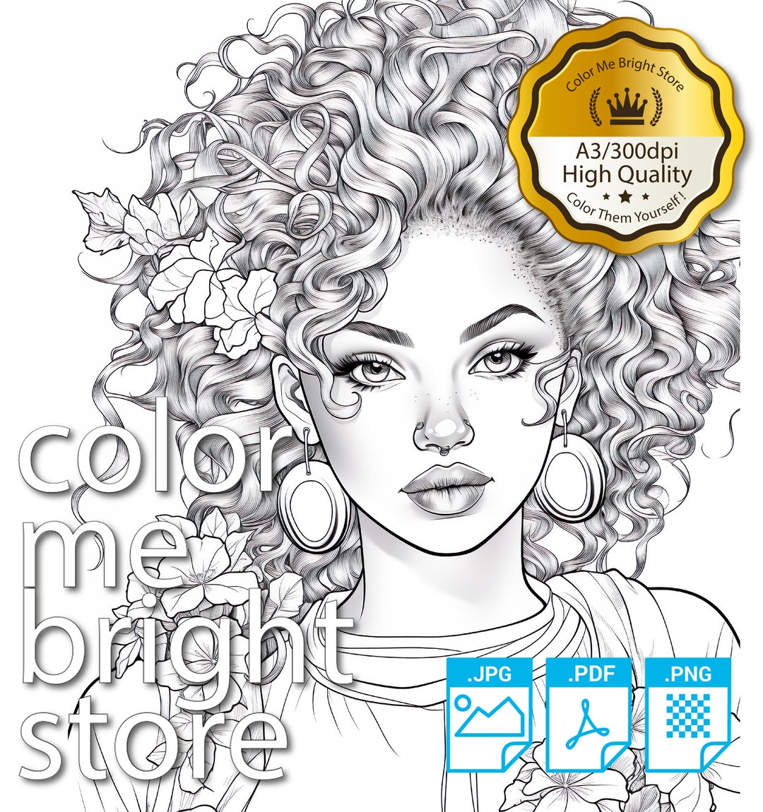 Premium Coloring Page Printable Adult Women Coloring Pages Book Instant ...