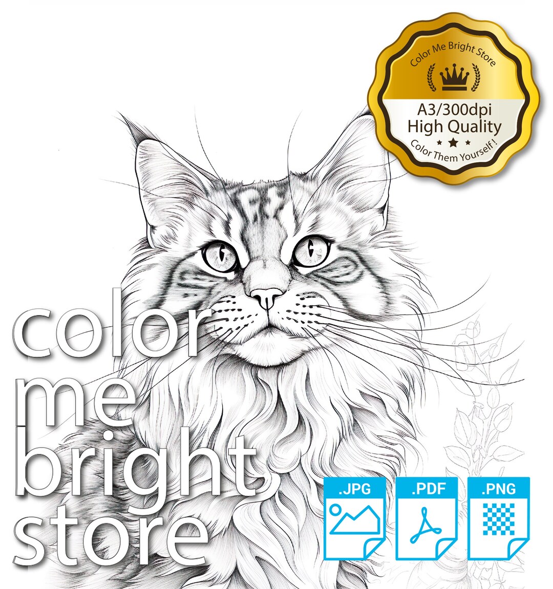 Coloring Page Printable Cats Coloring Pages Instant Download Grayscale ...