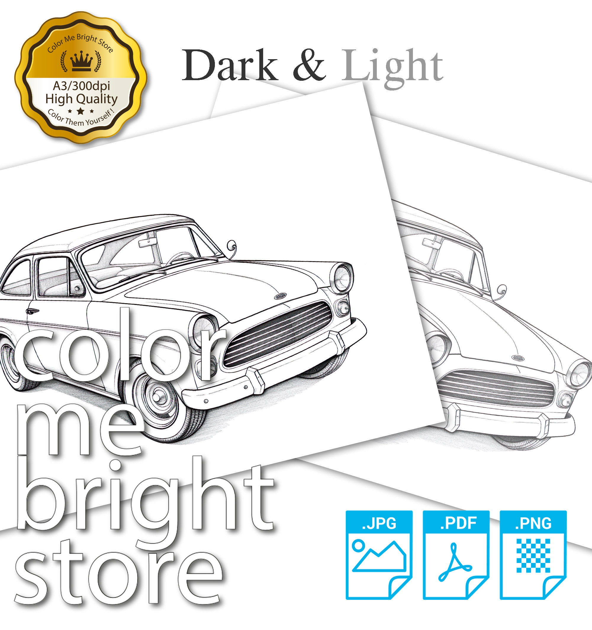 Coloring Page Printable Adult Cars Coloring Pages Instant Download ...