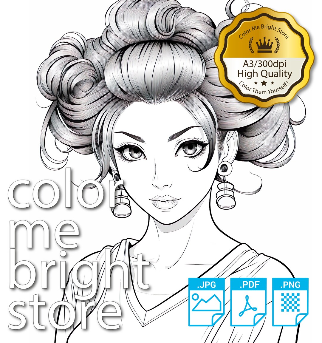 Premium Coloring Page Printable Adult Women Coloring Pages Book Instant ...