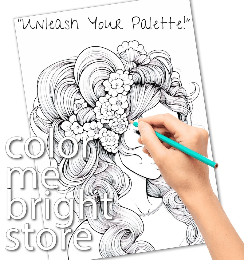 Premium Coloring Page Printable Adult Women Coloring Pages Book Instant ...