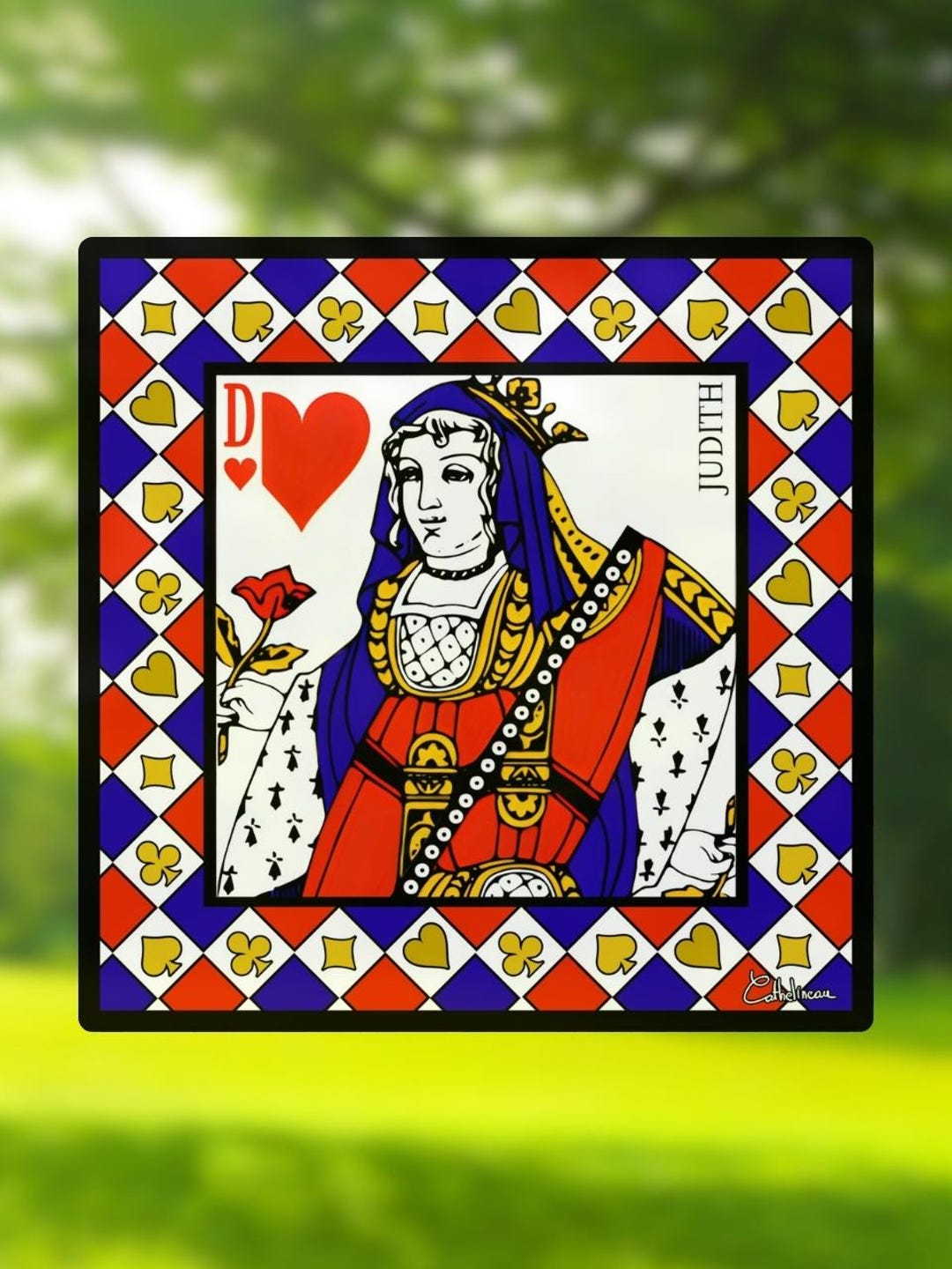 Stained Glass "queen of Hearts" – Art Deco Stained Glass Playing Card ...