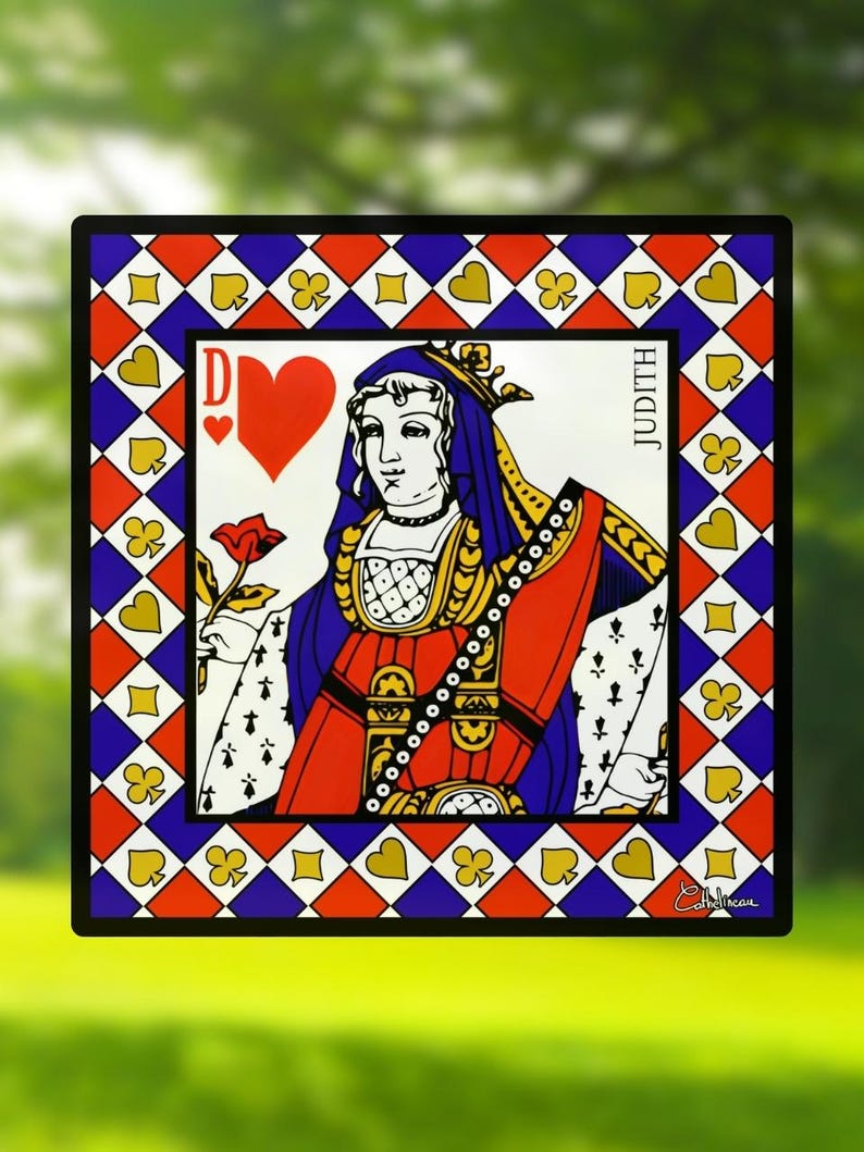 Stained Glass "queen of Hearts" – Art Deco Stained Glass Playing Card ...