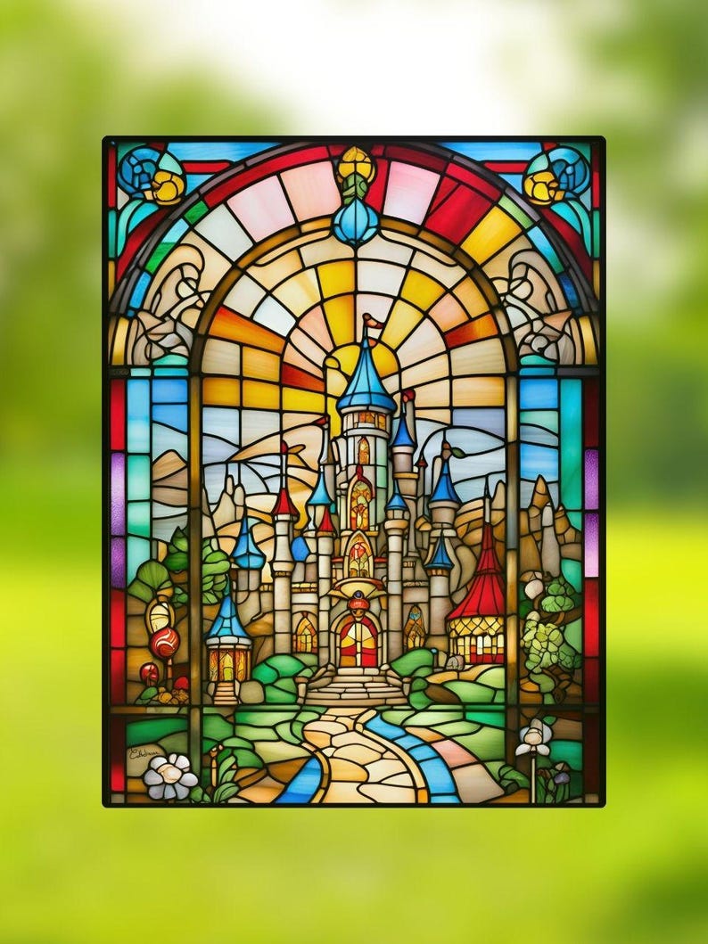 Fairy Tale Castle Stained Glass Window 30x40cm – Fairy Tale Window ...