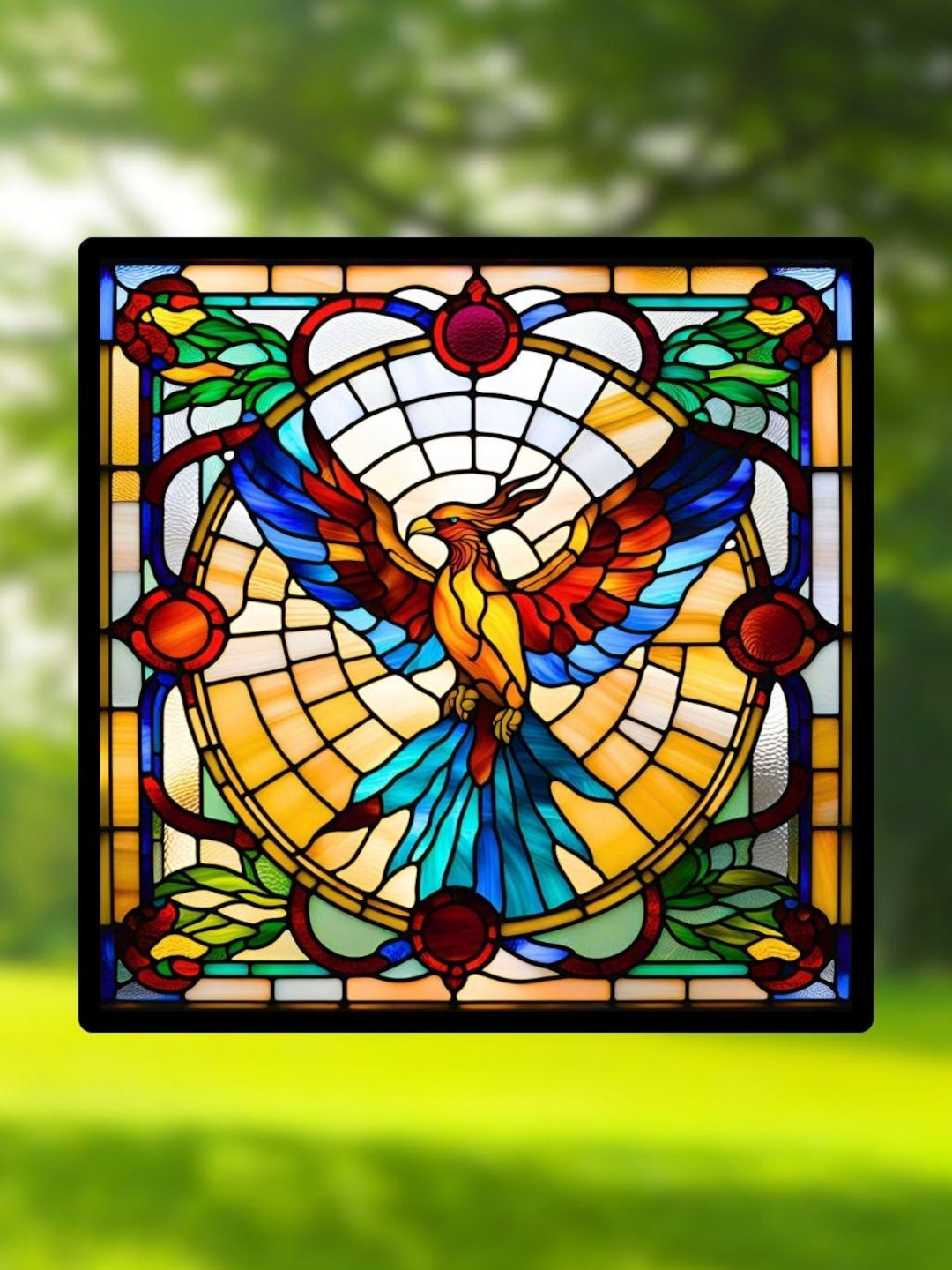 Phoenix Stained Glass Window – Mythology Inspired Window Decoration ...