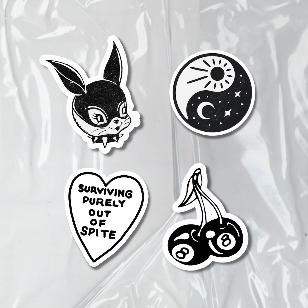 Dark Aesthetic Sticker Set Waterproof Glossy Stickers | Cute Decals for ...