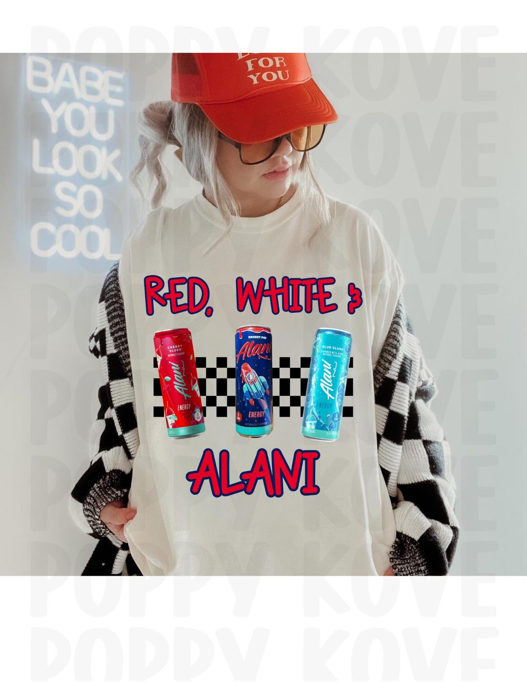 Red, White & Alani Sublimation, Alani Nu Digital File, July 4th T-shirt ...