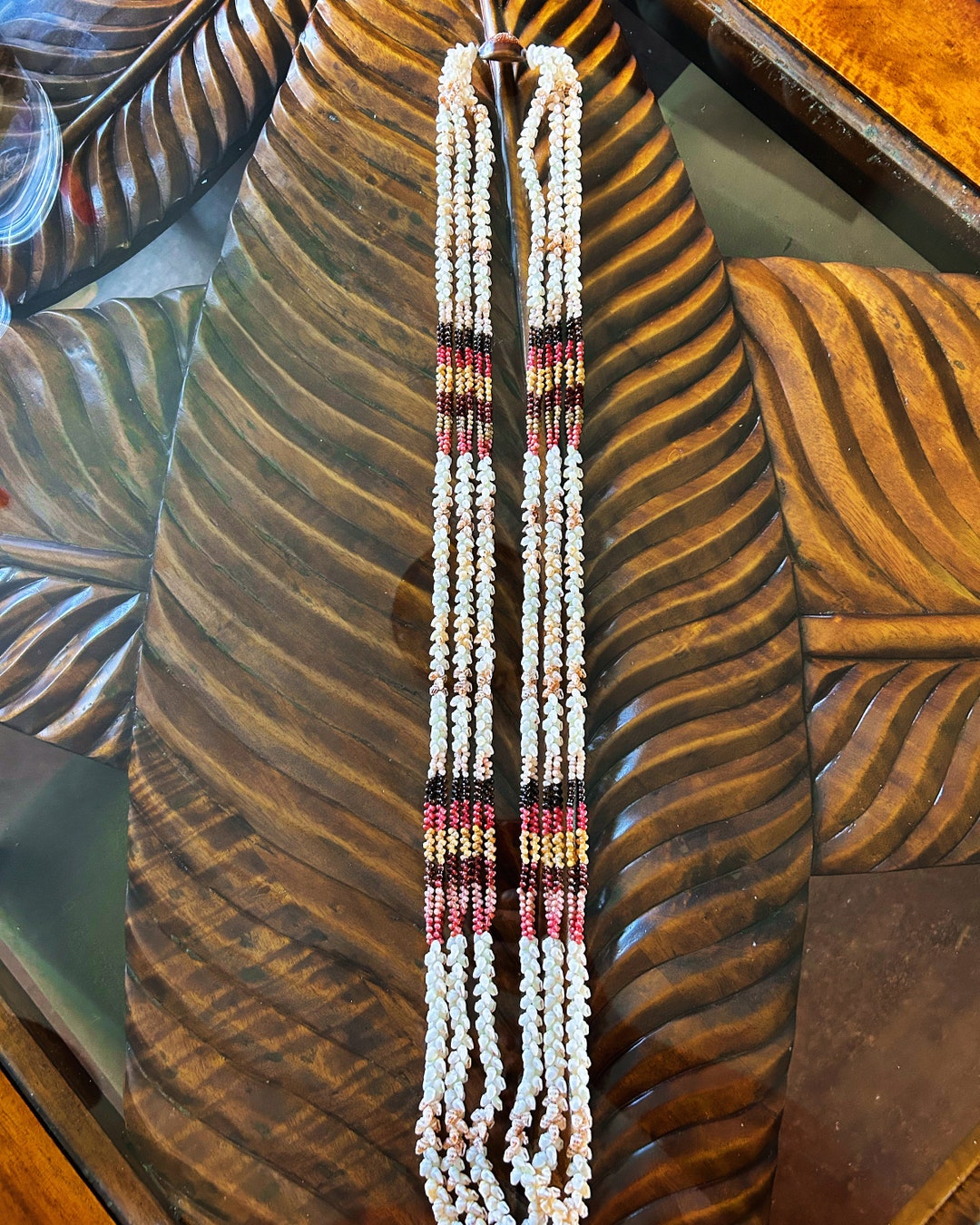 100% Genuine Niihau Shell Lei Jewelry, 3-strand Kipona 42” Hawaiian ...